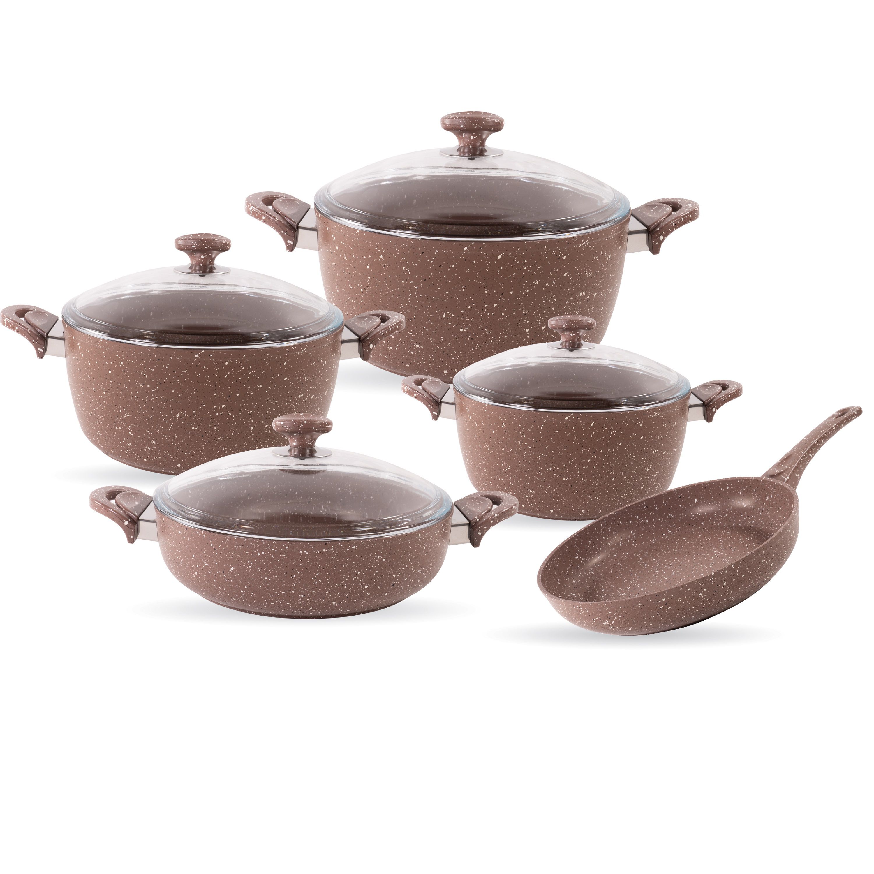 Saflon 9pce 20+24+28cm pots+28cm shallow pot+28cm frypan (glass lid ...