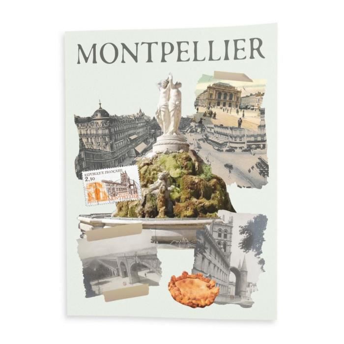 Poster poster montpellier collage city france south heritage 91cm x ...
