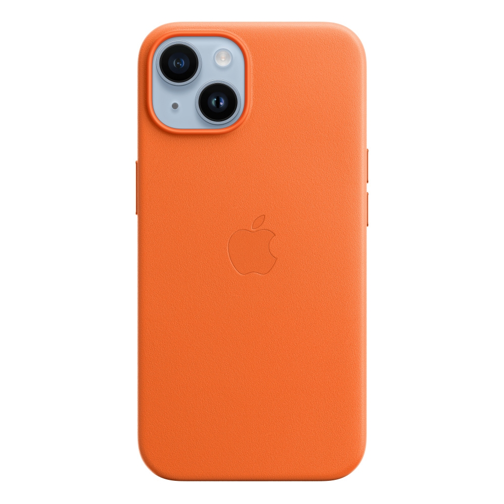 Apple iphone 14 pro max leather case w/magsafe -orange price in Saudi ...