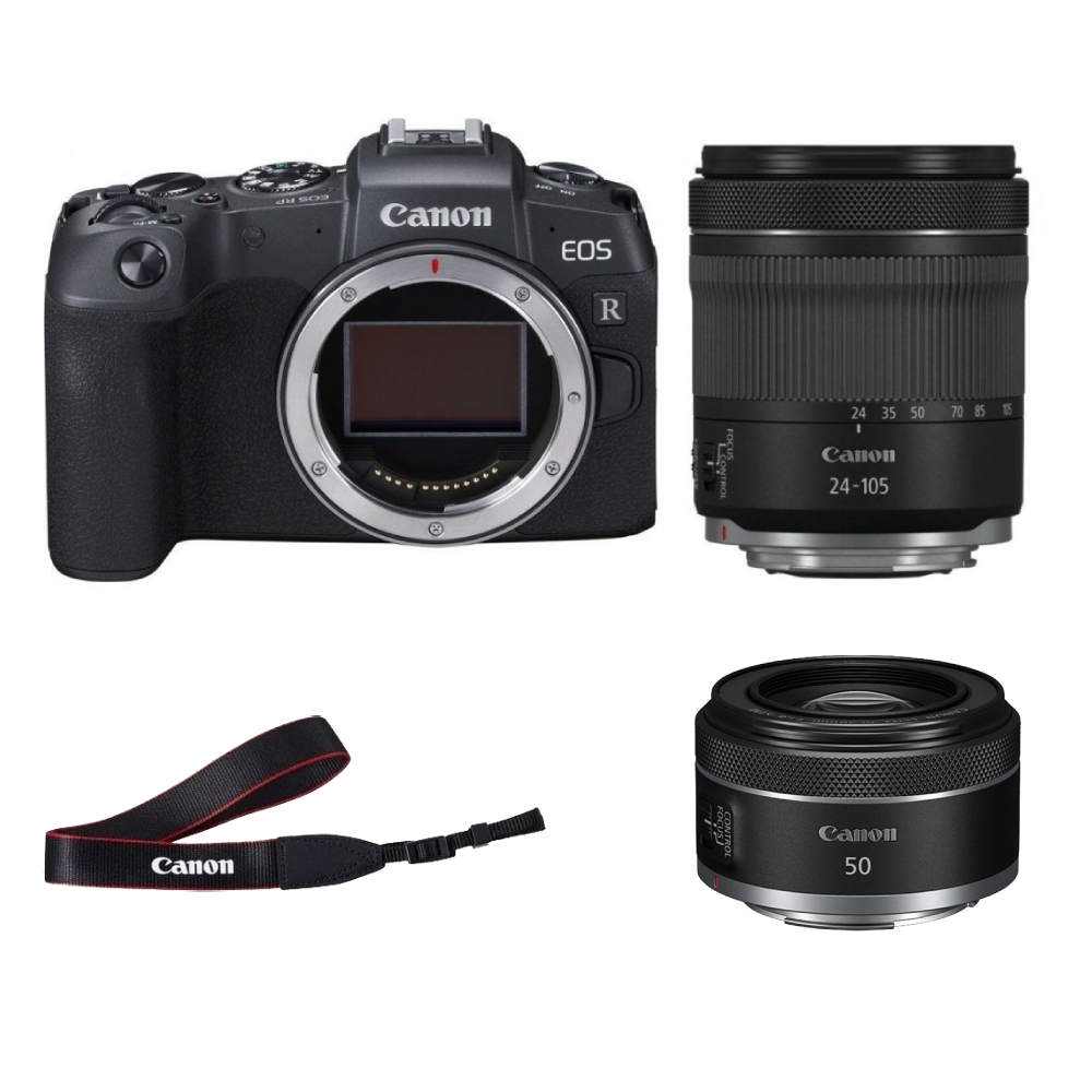 Eos rp with rf24-105mm f4-7. 1 is stm lens kit + rf50mm f1. 8 stm lens + camera strap price in ...
