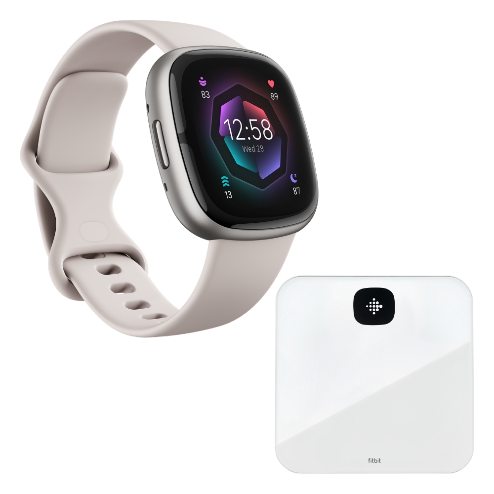 Pre-order fitbit sense 2 smart watch - white / platinum + aria air ...