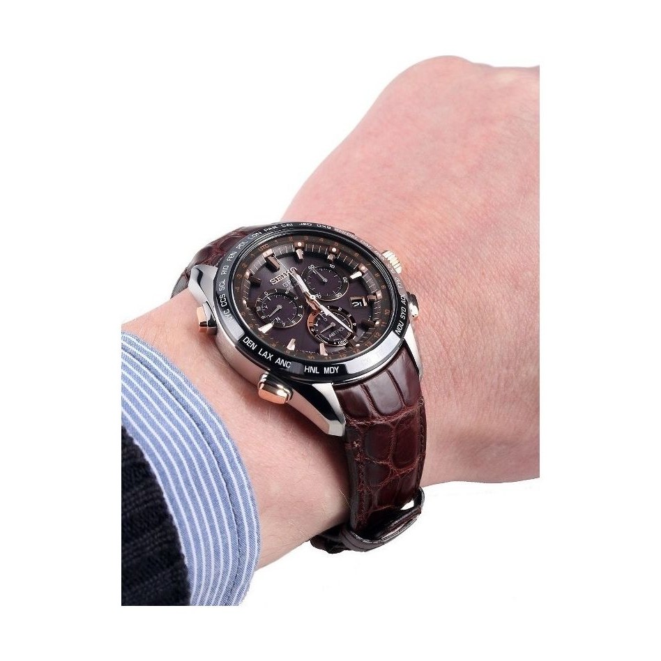 Seiko SSE025 Astron GPS Solar Chronograph Gents Watch - Leather Strap ...